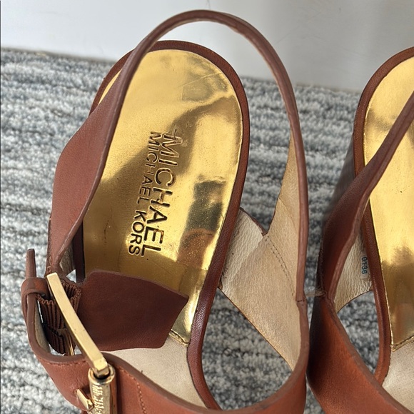 Michael Kors | Shoes | Michael Kors Leather Wood Block Heels | Poshmark